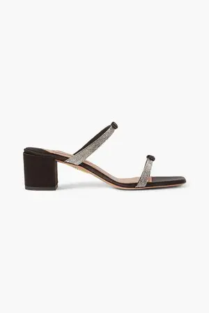 AQUAZZURA Tali 50 Bowdetailed Embellished Satin Sandals - Black