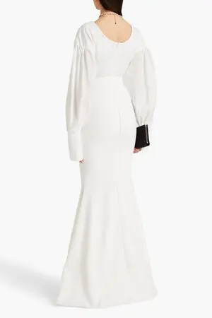 RHEA COSTA Gianna Pleated Satin-crepe Gown