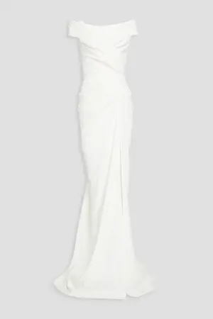 RHEA COSTA Draped Crepe Gown