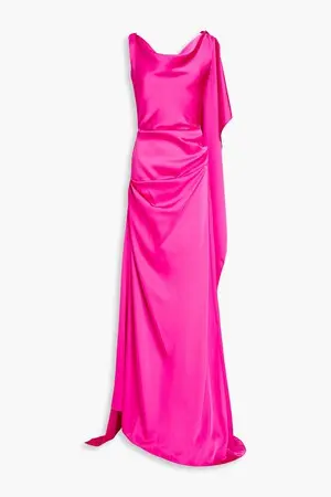 RHEA COSTA Cora Draped Satin Gown