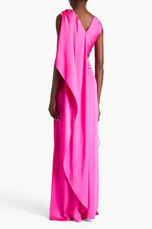 RHEA COSTA Cora Draped Satin Gown
