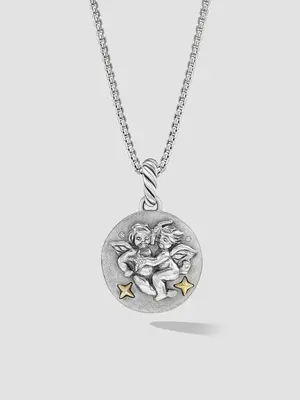 David Yurman Amulet In Sterling Silver With 18k Yellow Gold And Diamonds, 19mm Gemini