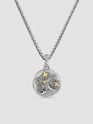David Yurman Amulet In Sterling Silver With 18k Yellow Gold And Diamonds, 19mm Libra