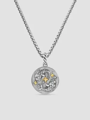 David Yurman Amulet In Sterling Silver With 18k Yellow Gold And Diamonds, 19mm Pisces