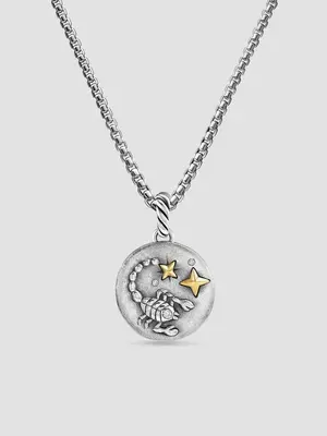 David Yurman Amulet In Sterling Silver With 18k Yellow Gold And Diamonds, 19mm Scorpio