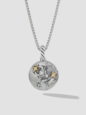 David Yurman Amulet In Sterling Silver With 18k Yellow Gold And Diamonds, 19mm Taurus