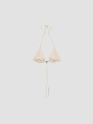 Prada Jersey Triangle Bikini Top With Rhinestones - Pink