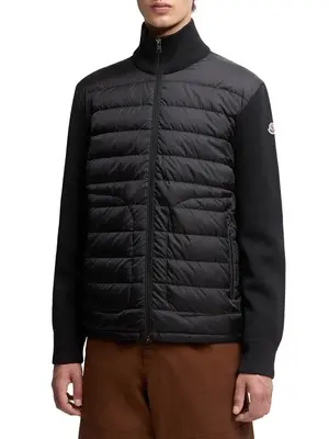Moncler Padded Wool Down Cardigan - Black
