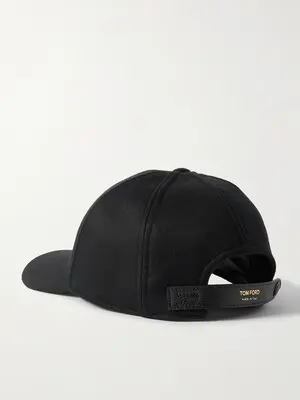 TOM FORD Leather-trimmed Logo-embroidered Cashmere Baseball Cap