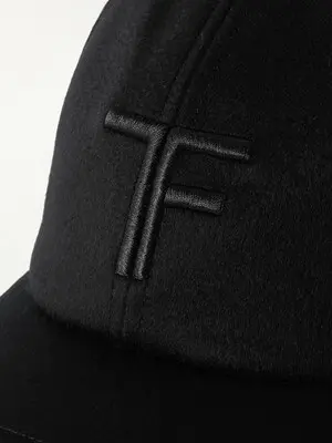 TOM FORD Leather-trimmed Logo-embroidered Cashmere Baseball Cap