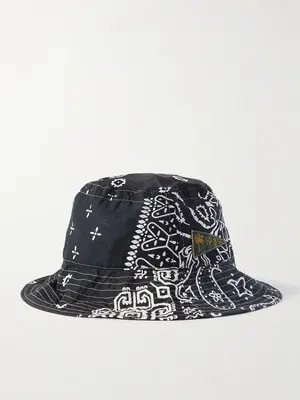 Kapital Logo-appliquéd Bandana-print Bucket Hat - Black