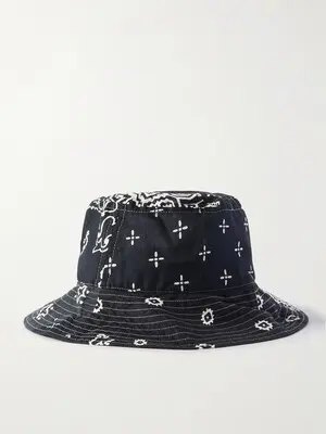 Kapital Logo-appliquéd Bandana-print Bucket Hat - Black