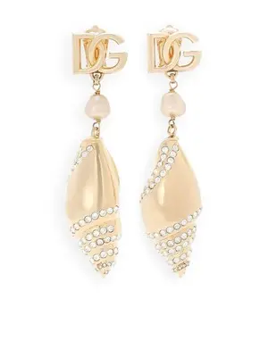 Dolce & Gabbana Shell Clip-on Drop Earrings - Gold