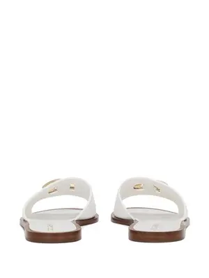 Dolce & Gabbana Flat Calfskin Slides With Dg Logo - White