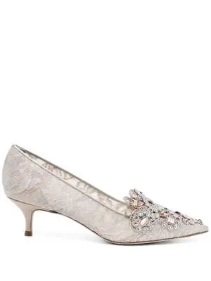 Rene Caovilla Cinderella Crystal Kitten Heel Pumps