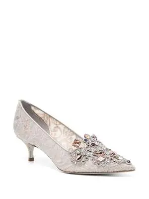 Rene Caovilla Cinderella Crystal Kitten Heel Pumps