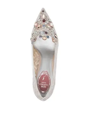Rene Caovilla Cinderella Crystal Kitten Heel Pumps