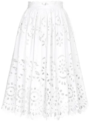 Dolce & Gabbana Scallop Cut-out Midi Skirt - White