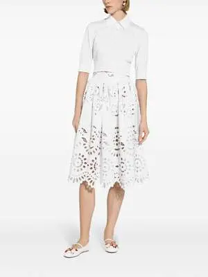 Dolce & Gabbana Scallop Cut-out Midi Skirt - White