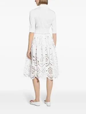 Dolce & Gabbana Scallop Cut-out Midi Skirt - White