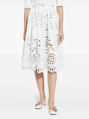 Dolce & Gabbana Scallop Cut-out Midi Skirt - White