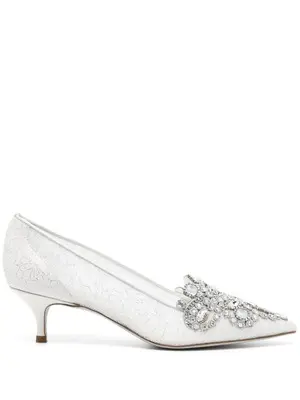 Rene Caovilla Veneziana Crystal Kitten-heel Pumps