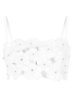 Dolce & Gabbana Rhinestone-embellished Bralette Top - White