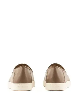 Giorgio Armani Whipstitch-embellished Leather Sneakers - Brown