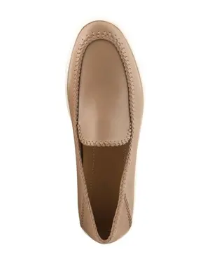 Giorgio Armani Whipstitch-embellished Leather Sneakers - Brown