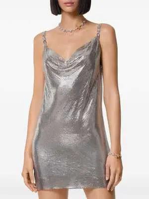 Versace Metal Mesh Slip Mini Dress With Medusa '95 Hardware - Silver