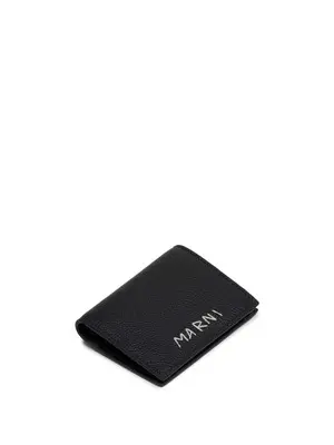 Marni Leather Bifold Wallet With Mending-embroidery - Black