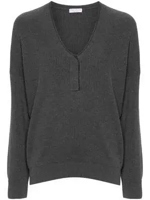 Brunello Cucinelli Monili-detail Cotton Jumper - Grey