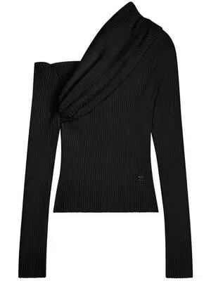 COURREGES Logo-embroidered Knitted Jumper - Black