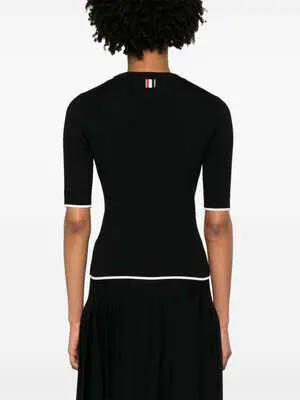 Thom Browne Contrasting-trim Ribbed Jumper - Black