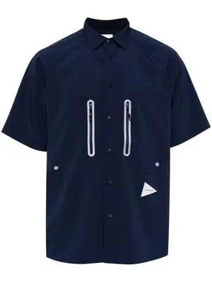 AND WANDER Logo-print Panelled Shirt