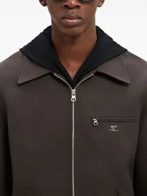 COURREGES Retro Logo-embroidered Jacket - Brown