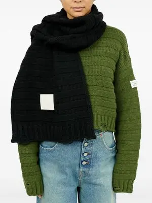 MAISON MARGIELA Knitted Wool Blend Scarf - Black