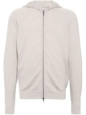 John Smedley Merino Zipped Hoodie - Neutrals