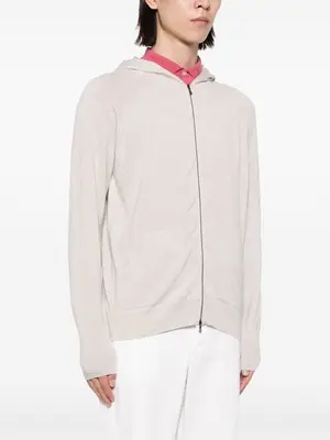 John Smedley Merino Zipped Hoodie - Neutrals