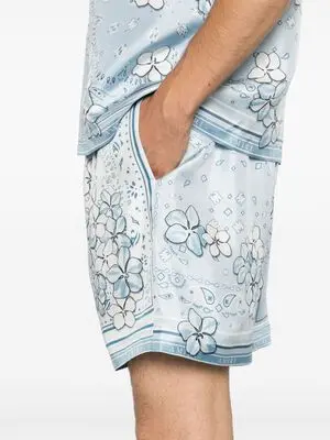 Amiri Bandana Floral Silk Shorts