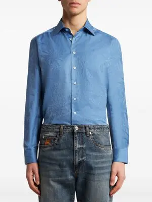 Etro Jacquard-print Cotton Shirt - Blue