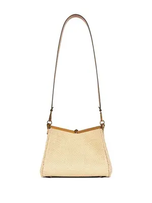 Etro Medium Raffia Vela Bag With Floral Embroidery - Neutrals