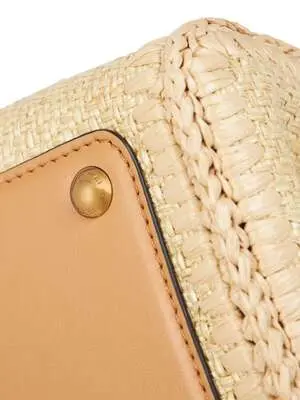 Etro Medium Raffia Vela Bag With Floral Embroidery - Neutrals