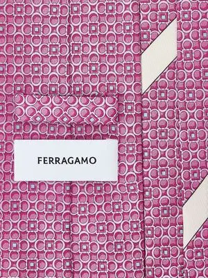 FERRAGAMO Gancini-pattern Silk Tie