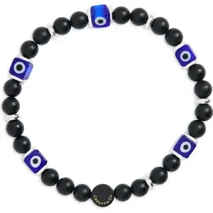 Caputo & Co Caputo & Co. Evil Eye Glass Bead Bracelet Black Onyx