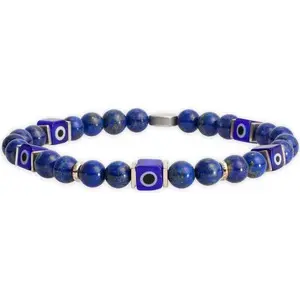 Caputo & Co Evil Eye Glass Bead Bracelet - Lapis Lazuli