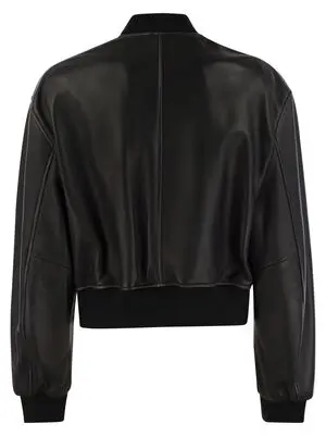 Max Mara Hiltex Nappa Leather Bomber Jacket