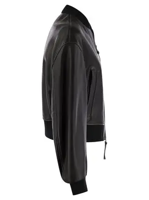 Max Mara Hiltex Nappa Leather Bomber Jacket