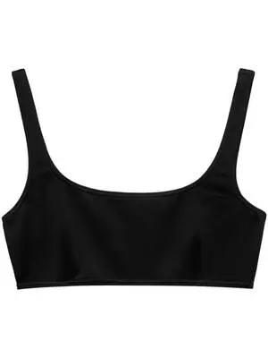 Prada Interlock-weave Scoop-neck Bikini Top - Black