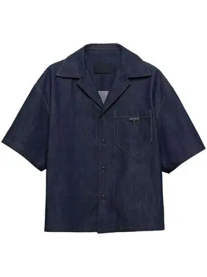 Prada Triangle-logo Button-up Denim Shirt